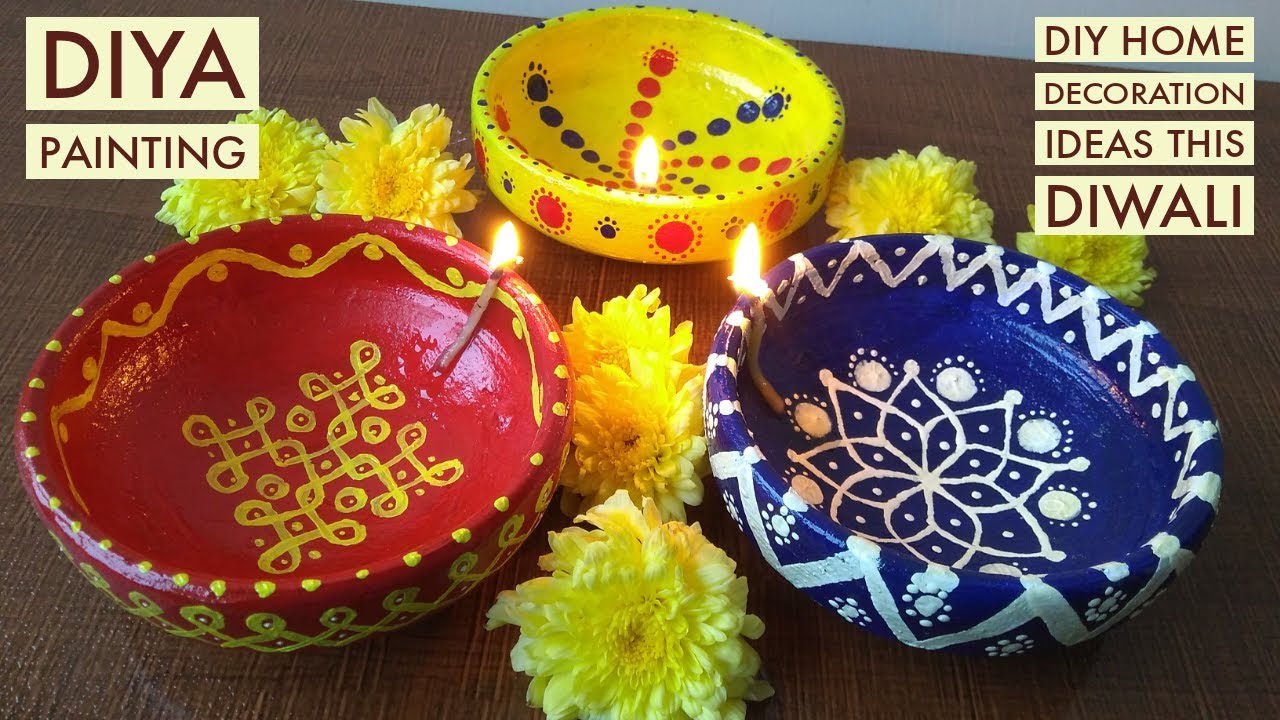 How to make DIYA painting with acrylic paint - Diwali DIY home ...