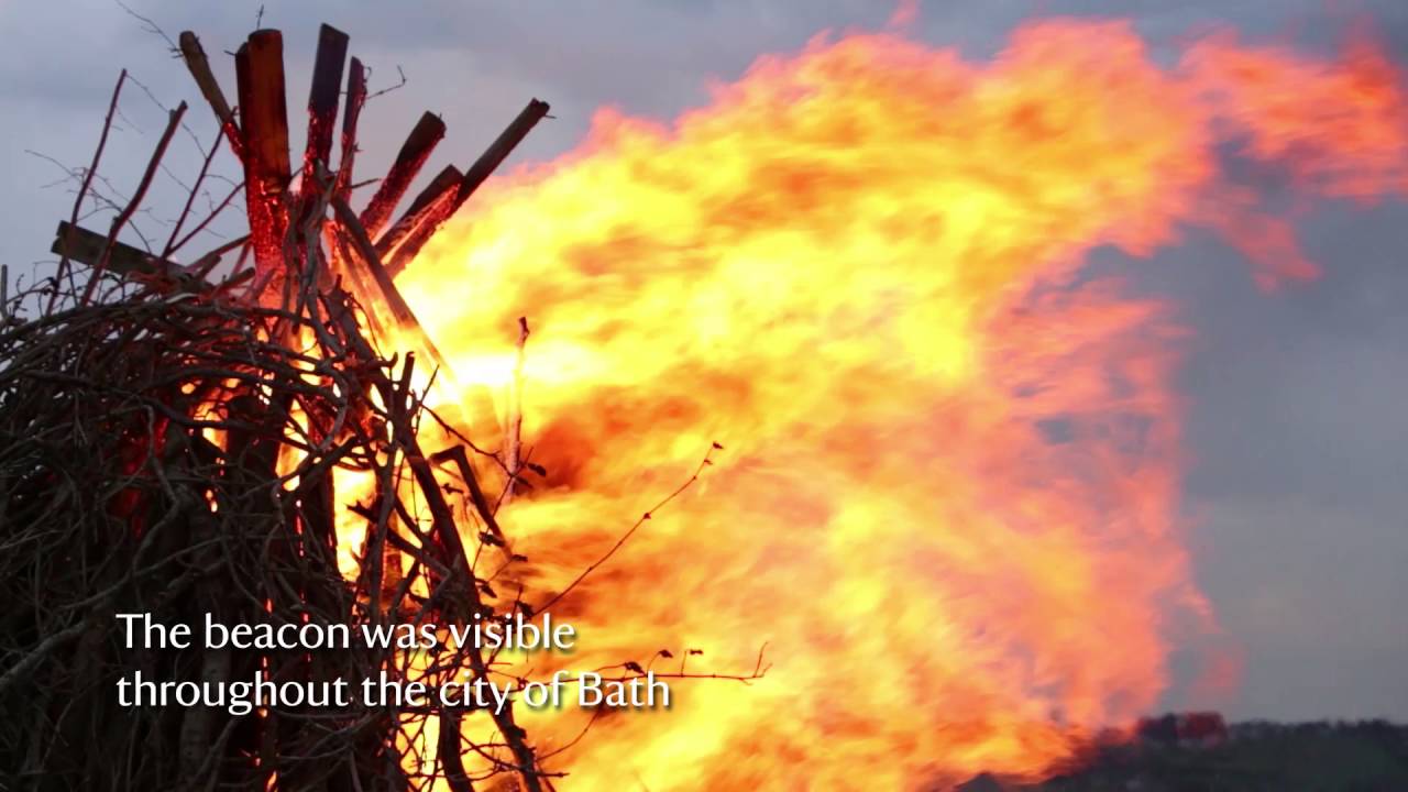 National Trust beacon lit in Bath - YouTube