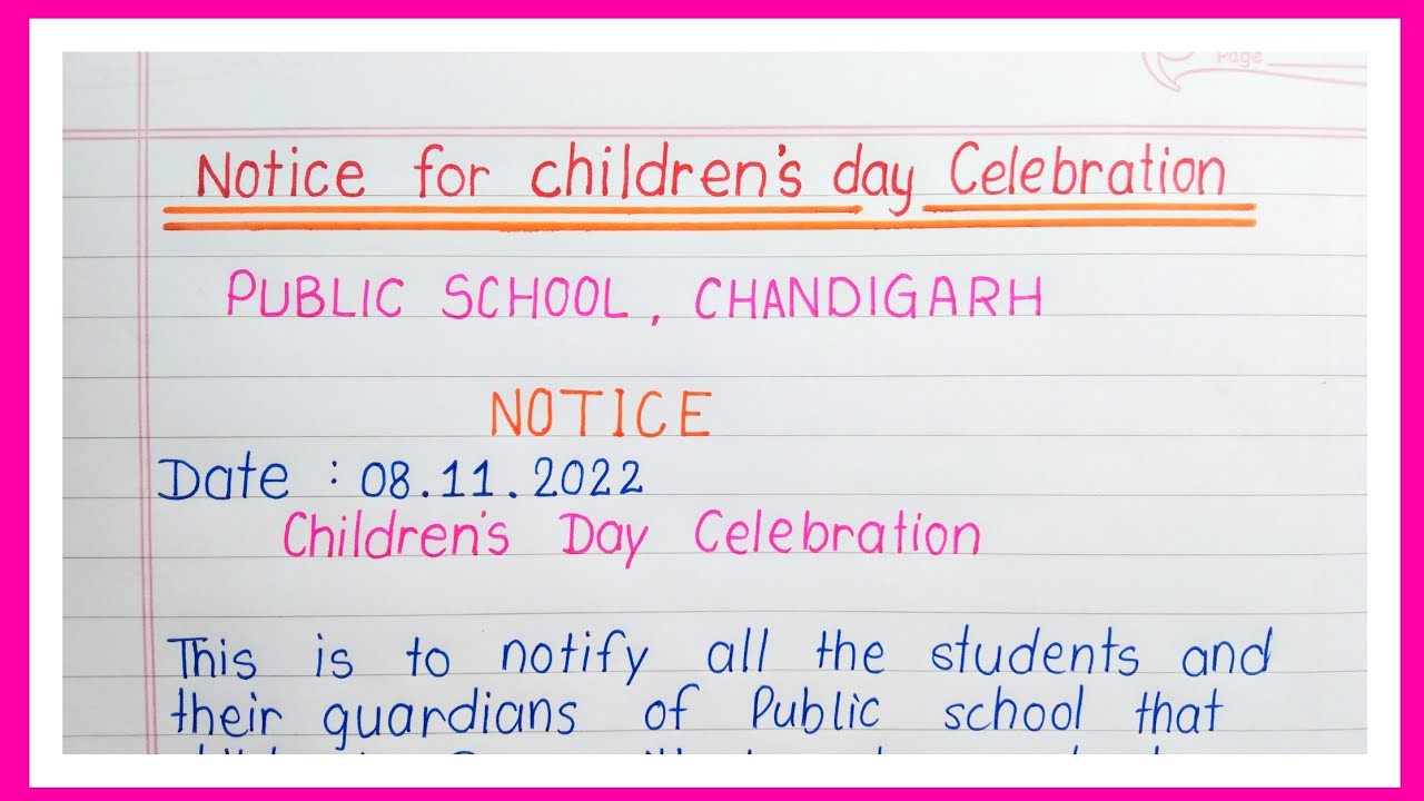 Notice on children's Day / Notice for children's Day celebration in ...