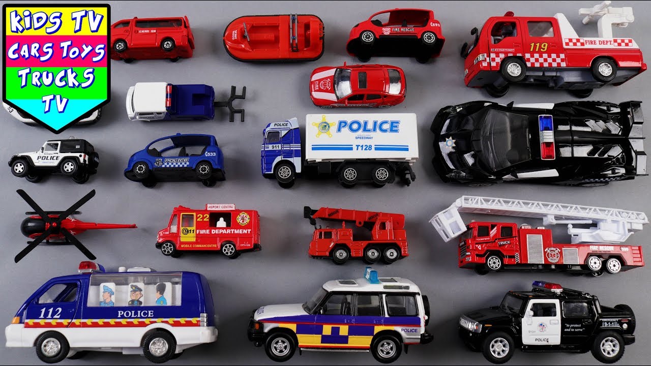 Fire Rescue & Police Vehicles For Kids | Cartoon fire trucks - YouTube