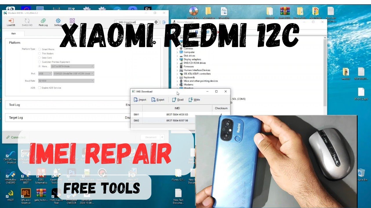 Xiaomi redmi 12c imei repair free tools / meta mode - YouTube