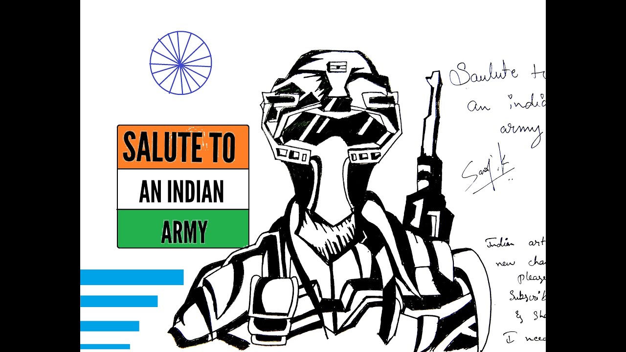 how to make a indian soldier drawing ? - YouTube