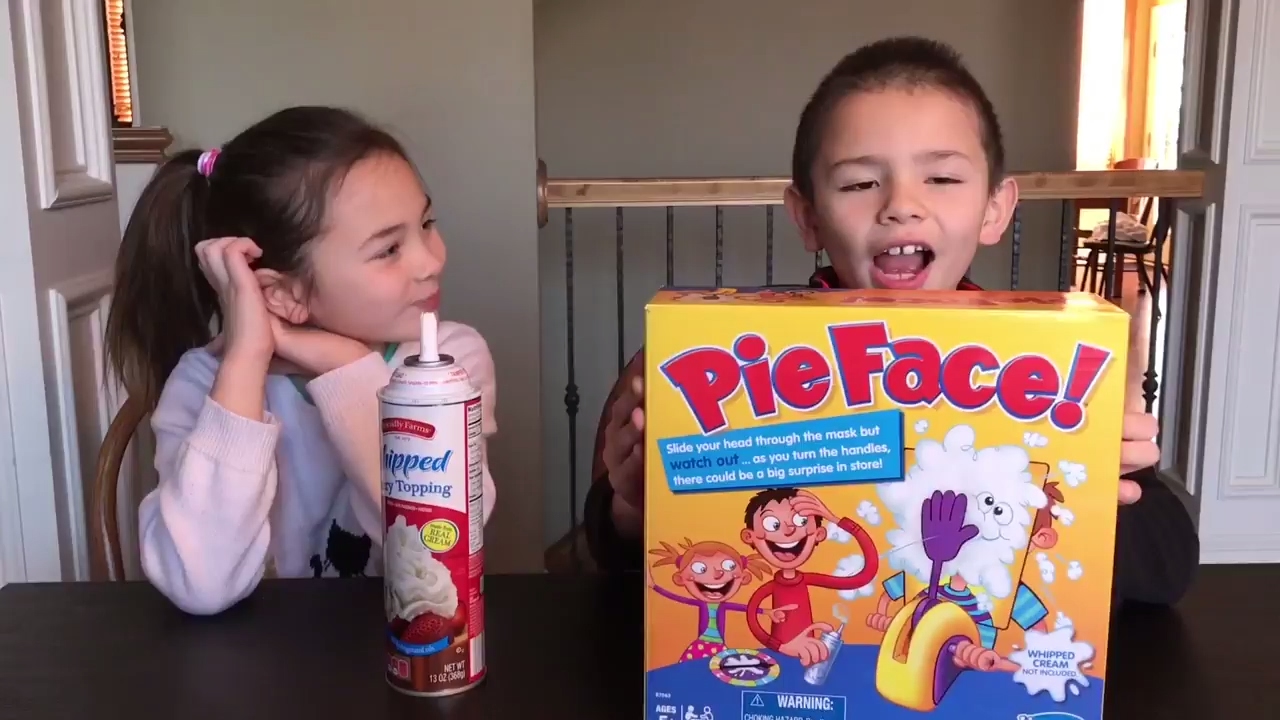 PIE FACE CHALLENGE!! MESSY WHIPPED CREAM IN THE FACE GAME! - YouTube