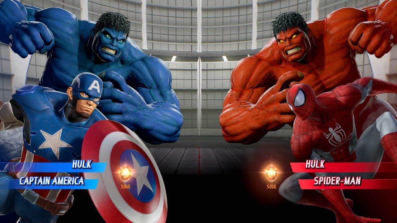 Blue Hulk & Blue Captain America VS Red Hulk & Red Spiderman - Marvel ...