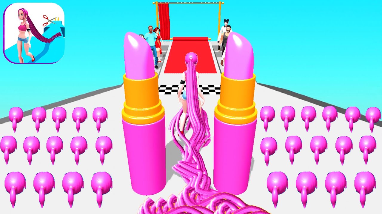 HAIR RUSH game MAX HAIR RUN 🌈💇‍♀️💜 Gameplay All Levels Walkthrough iOS ...