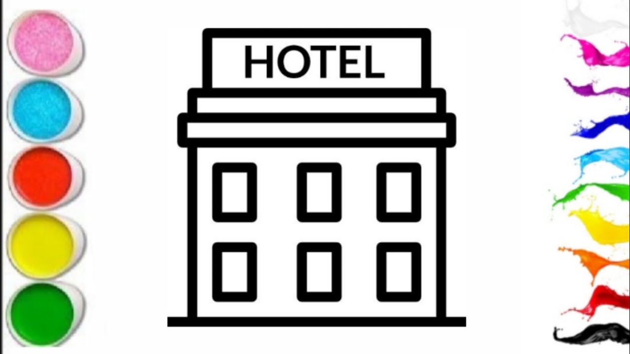 how draw hotel 🏨 for beginners/hotel drawing/learn step by step - YouTube