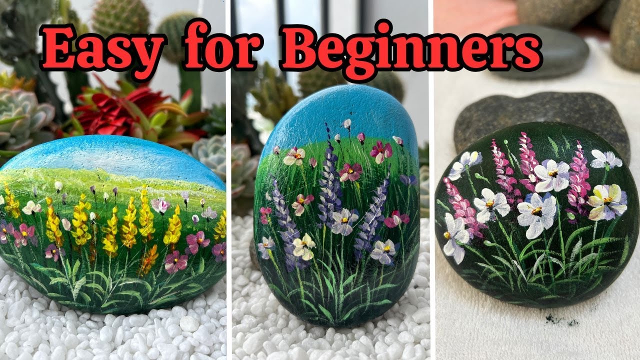 Easy Acrylic Rock Painting for Beginners: Beautiful Floral Designs 🌸 ...
