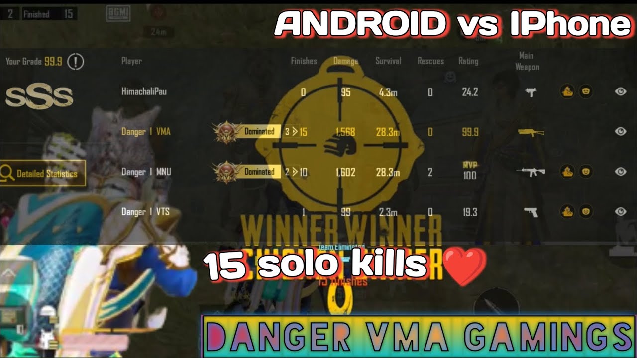15 solo kills& 26 Team kills in classic ️| Android vs Iphone | Hp11 ...