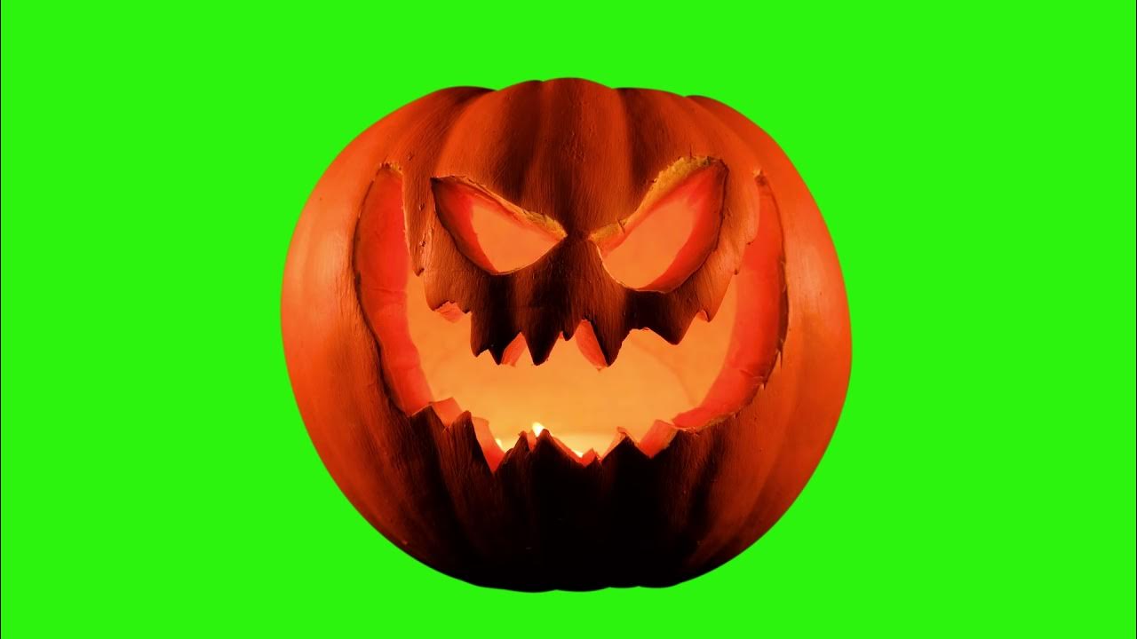 Green Screen Halloween pumpkin on a chroma green background / Vfx scene ...