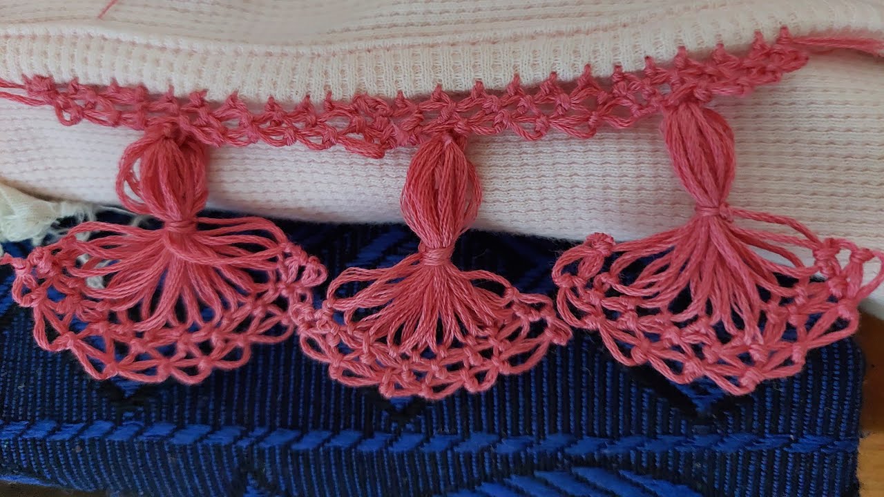 Hand embroidery design for dupatta border/Needle lace - YouTube