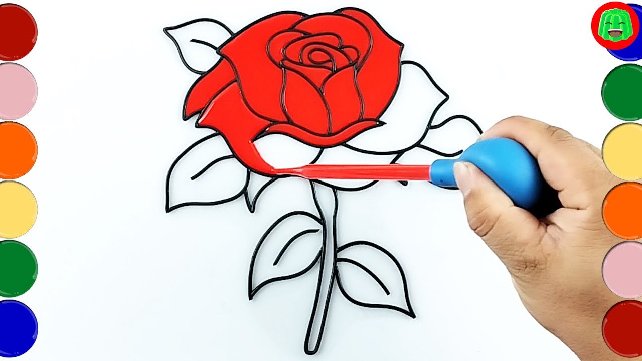 Rose, Lotus, Tulip...| Coloring with jelly | Learn colors for Kids ...