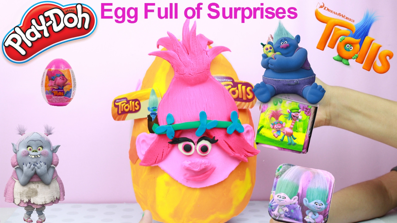 Trolls GIANT Poppy Play Doh Surprise Egg Full of Surprises - YouTube