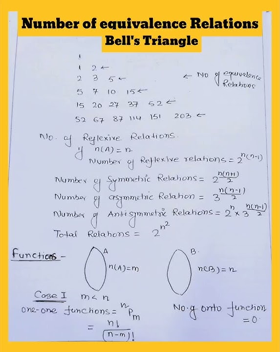 Numbers of equivalence Relations, Number of one one Functions, onto Functions class 12 Maths ...