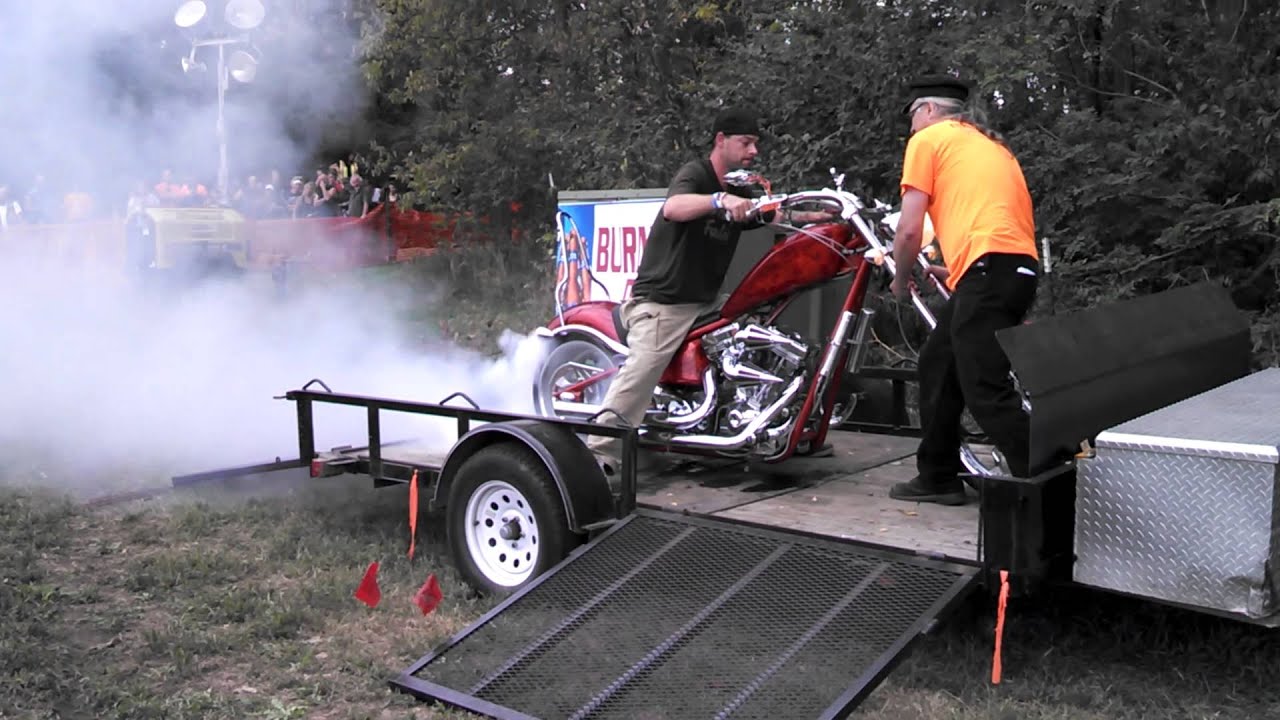 Big Dog chopper in the burnout pit at the Rollin Thunder Bike Rally ...