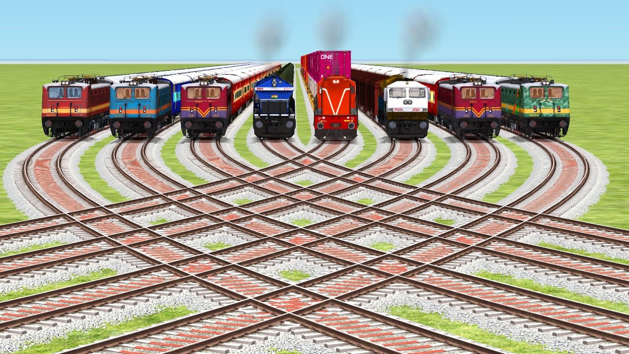 8 locomotives making their way to bumpy railroad track | #railroad ...