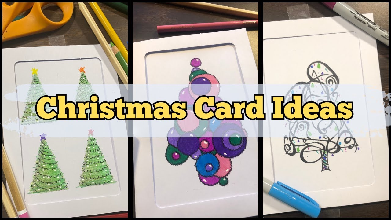 3 Easy Christmas Cards | Simple Shapes, Bold Colors & Holiday Drawing ...