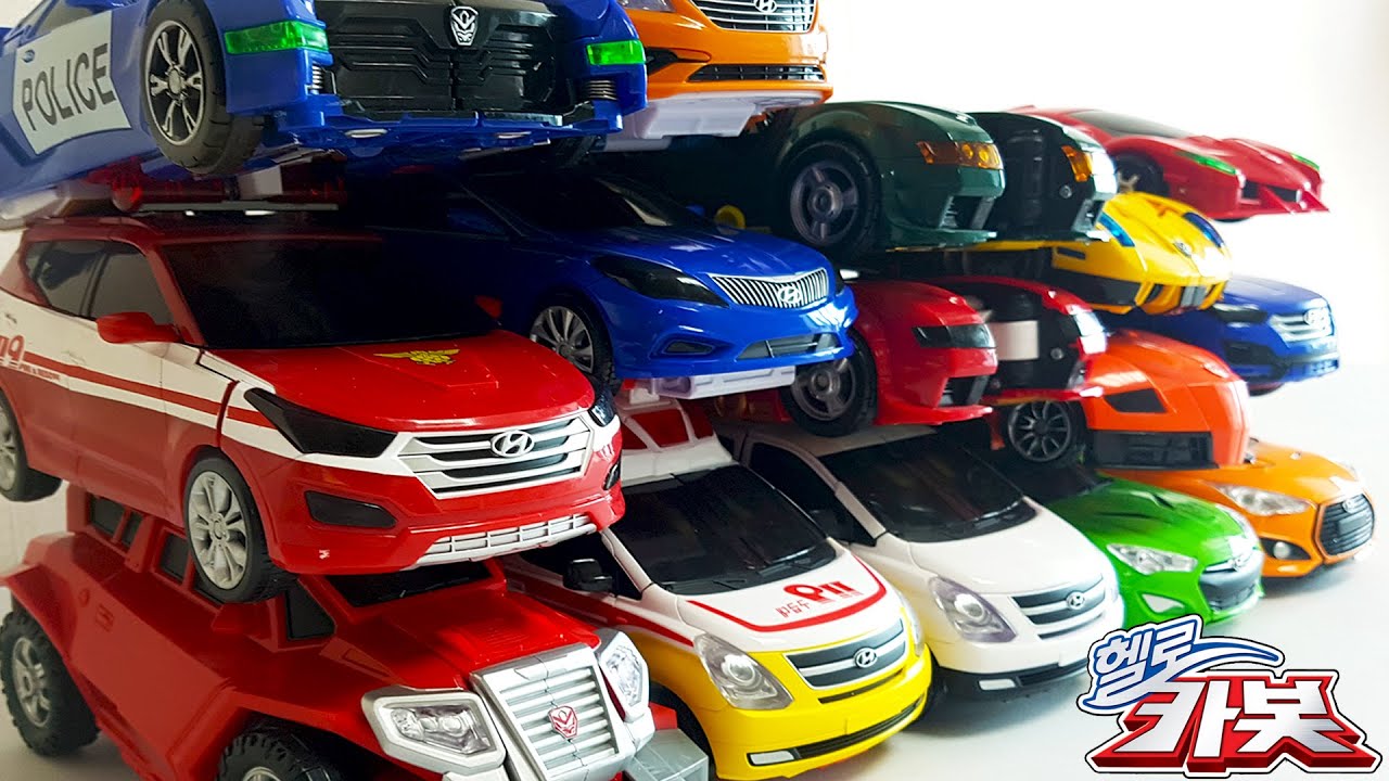 헬로카봇 장난감자동차 경찰차 소방차 구급차 변신놀이 Hello Carbot Car toys Transformation play ...