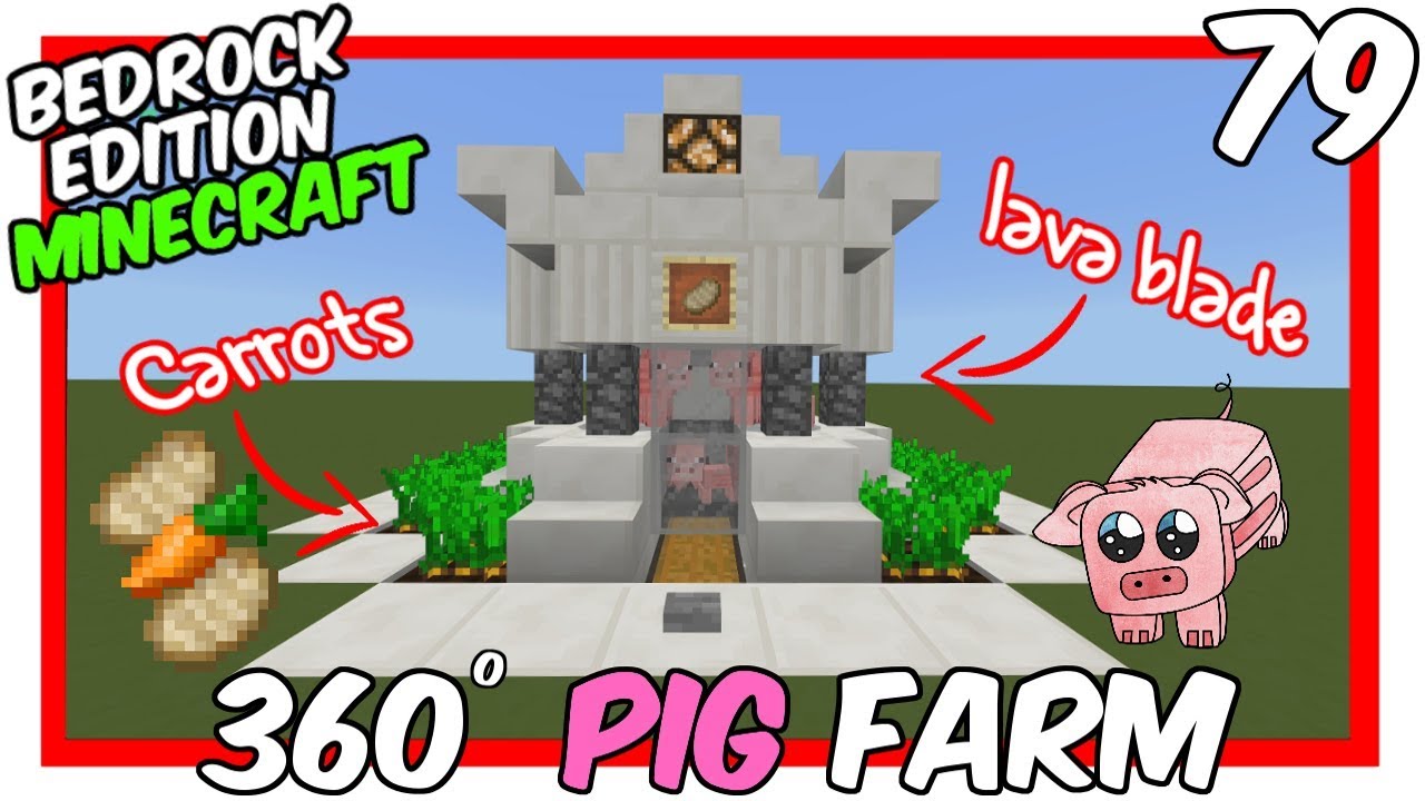 Pig Farm w/Carrots Tutorial [Minecraft Bedrock Edition][MCPE] - YouTube
