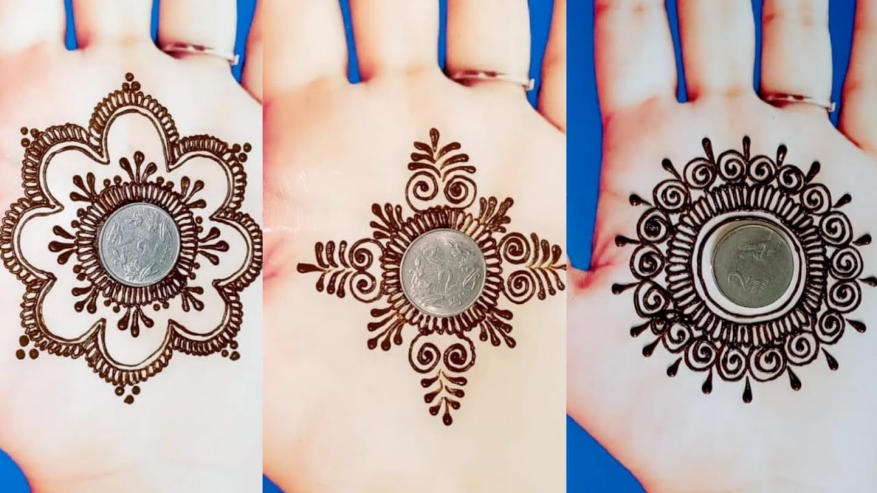 Coin Ki Help Se Easy Mehndi Design ||Front Hand Coin Mehndi Design ...