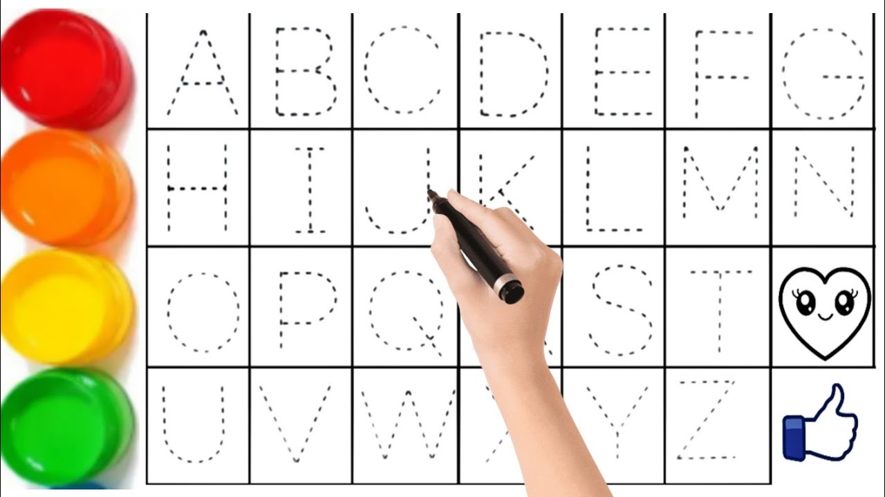 A to Z alphabet, collection for writing along dotted line for toddlers ...