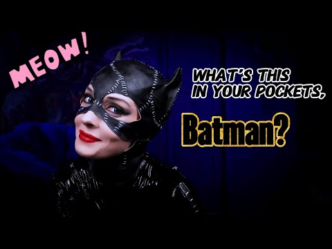 ASMR. Cat's Play: A Night with Batman. Role play, leather sounds, purring,