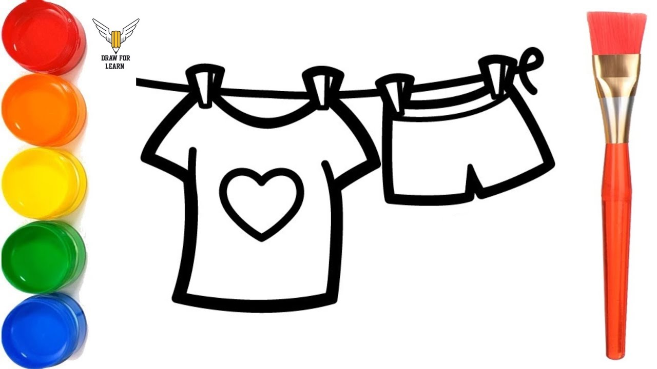 How to Draw hang clothes drawing, Painting and Coloring for Kids ...