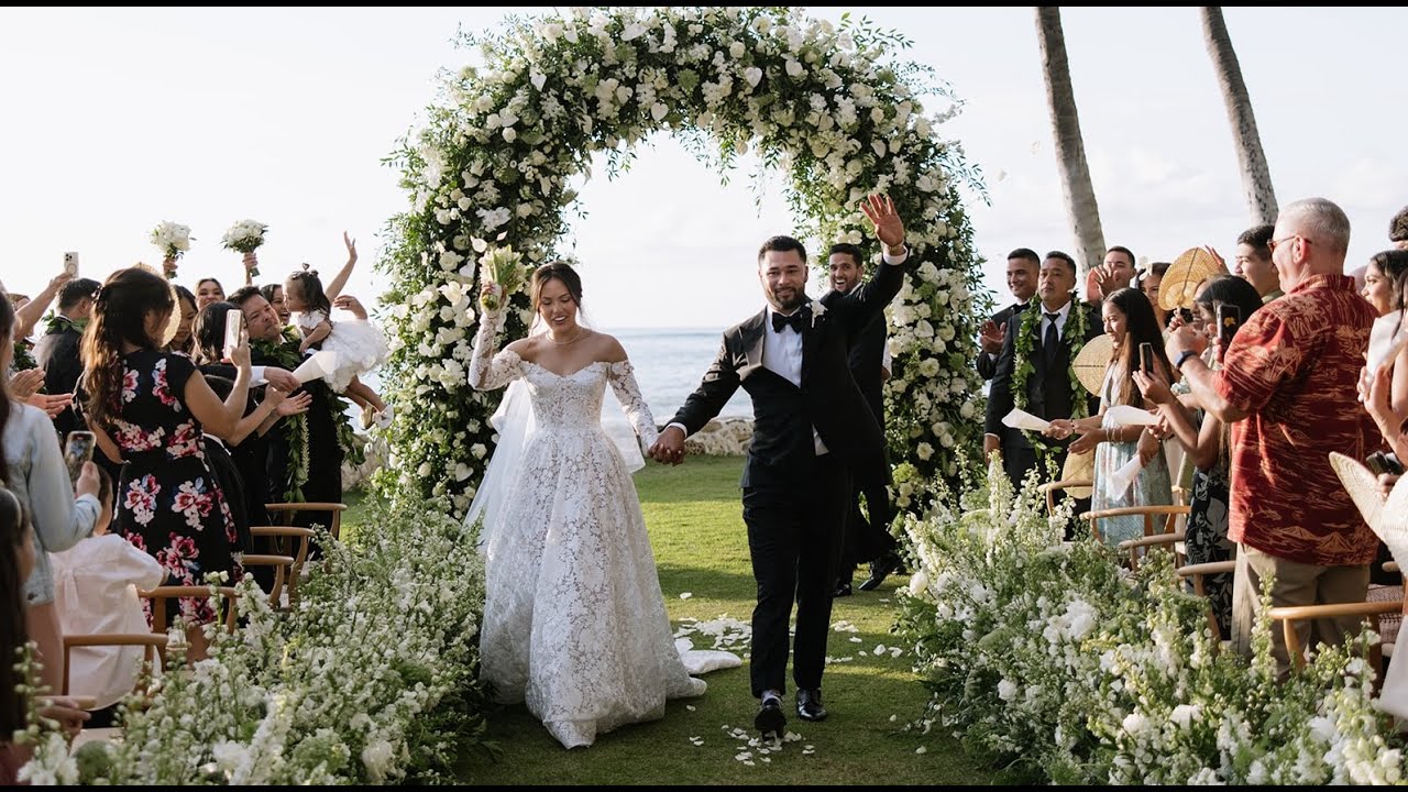MLB Star Isiah Kiner-Falefa Night Under the Stars Wedding in Oahu ...