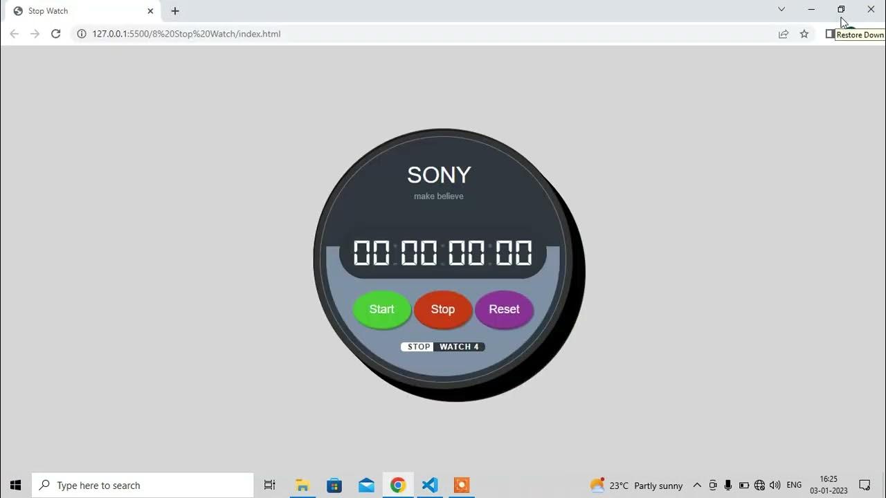 using java Script & css to create a Stop watch - YouTube