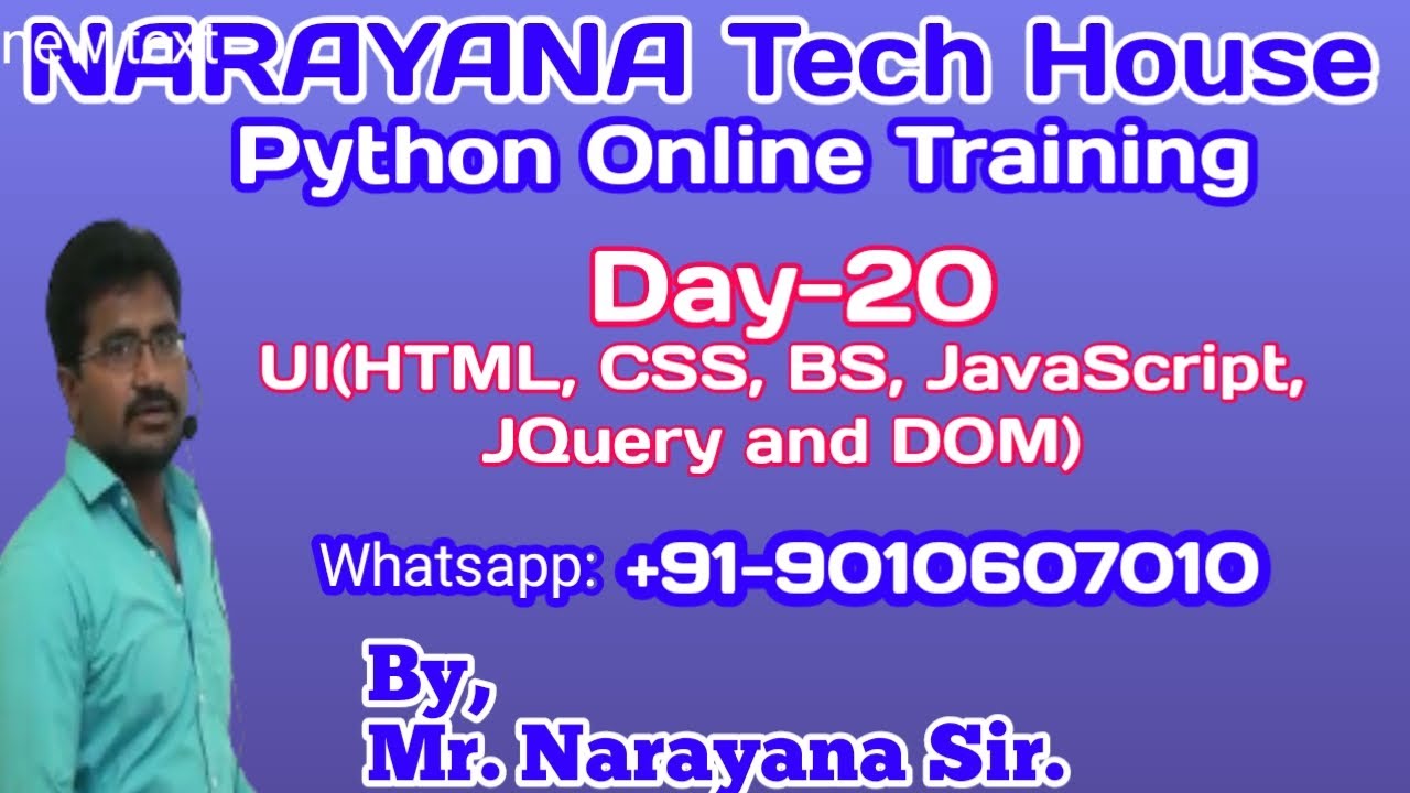 Day20 UI Part2 || Mr. Narayana || NARAYANA Tech House` || 9010607010 ...