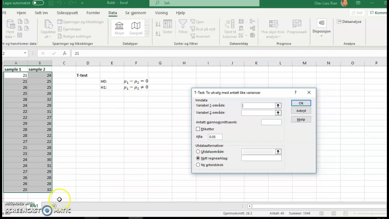 8 4 Tutorial For Doing A T test In Excel YouTube 8 4 Tutorial For Doing A T test In Excel YouTube