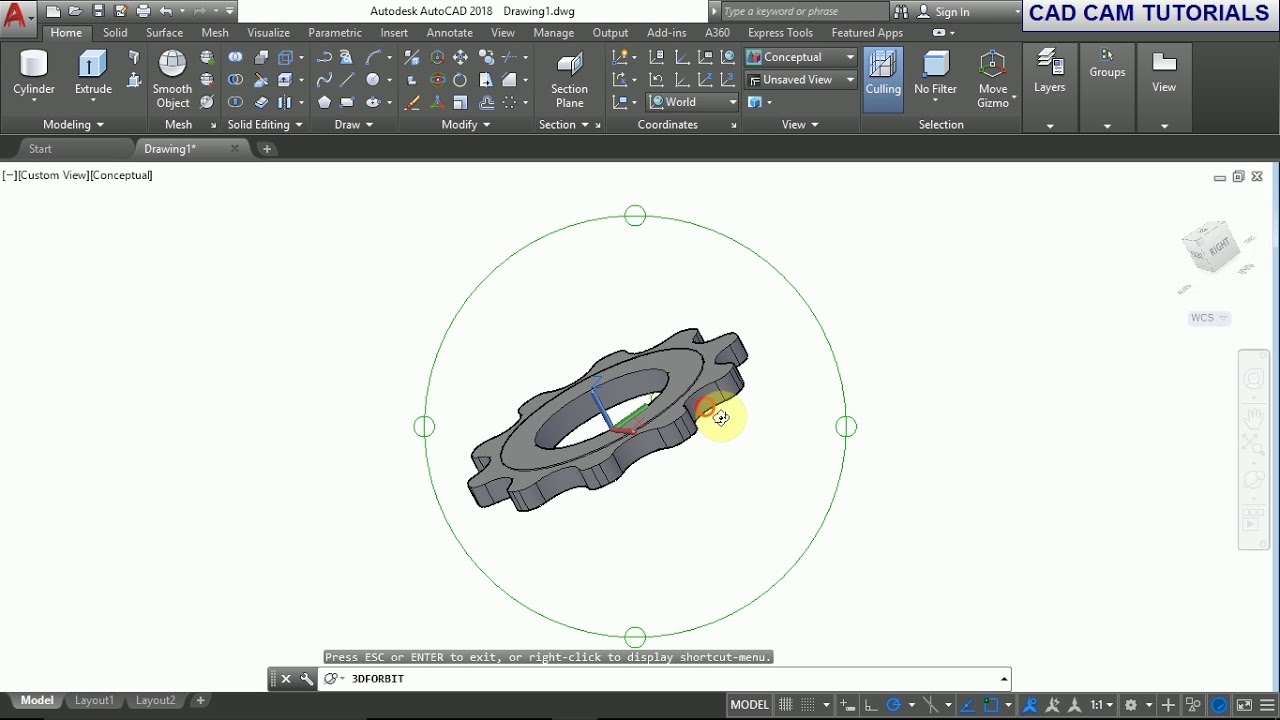 AutoCAD TUTORIAL 2018 CHAIN WHEEL - YouTube