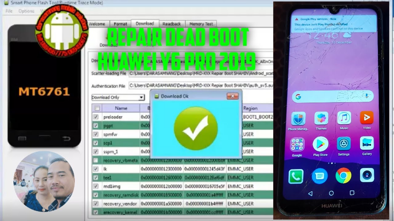 Huawei Y6 Pro 2019 MRD-LX2/L22 Fix Dead Boot by sp flash tool - YouTube