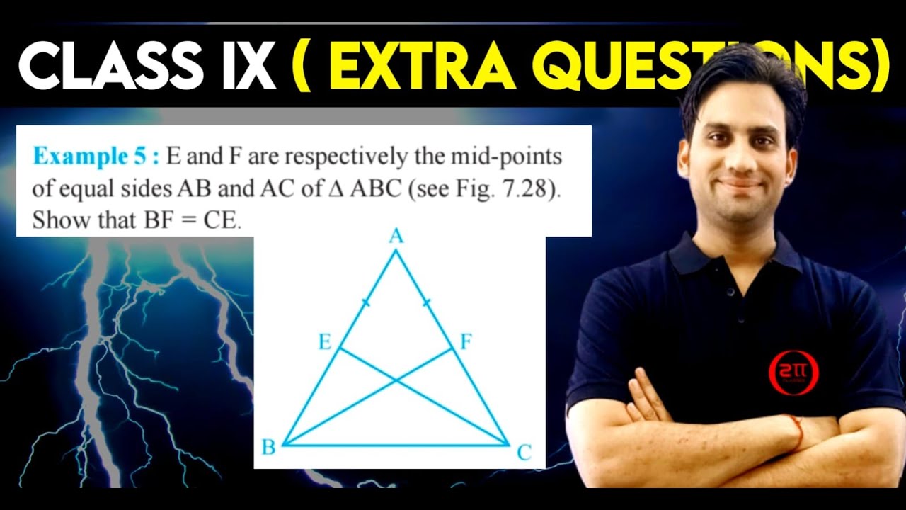 E and F are respectively the mid-points of equal sides AB and AC of ∆ ...
