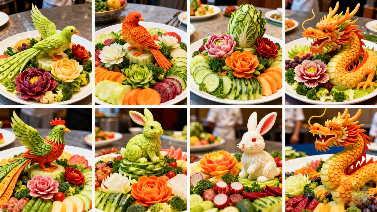 Fruit Carver Creates Exquisite Watermelon Fruit Platter - YouTube