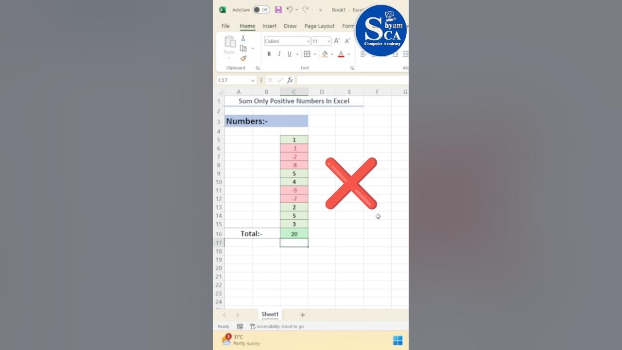 Sum Only Positive Number In Excel 😉 #excel #exceltutorial #advanceexcel #microsoftexcel # ...