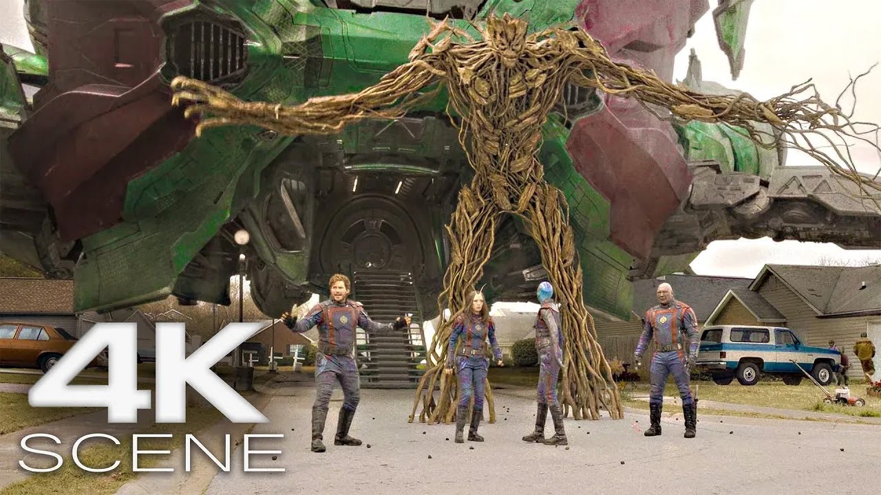 KAIJU Groot vs Hostile Crowd (2023) 4K SCENE | Guardians Of The Galaxy ...