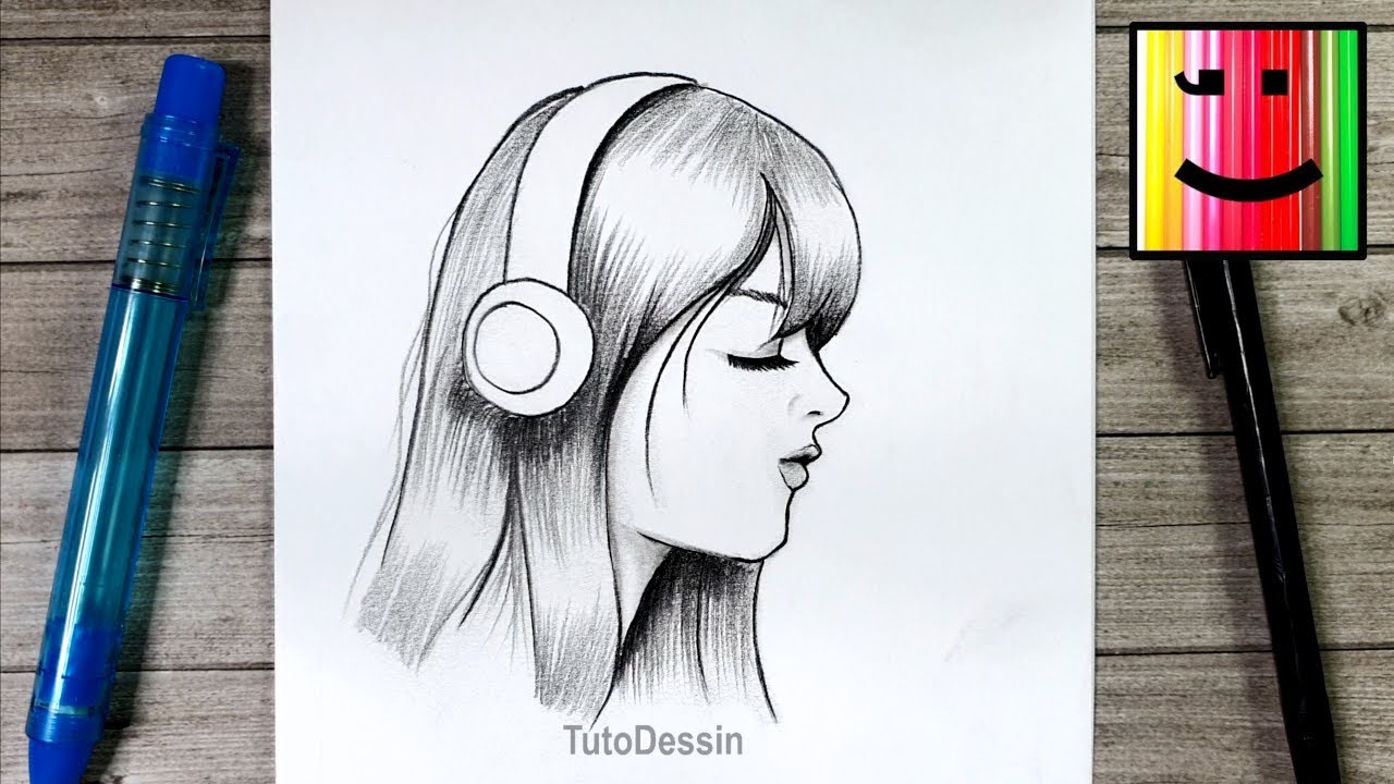 Comment dessiner une fille de profil - YouTube