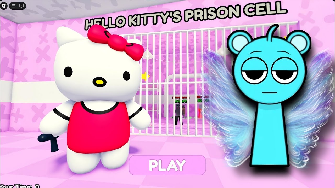 SKY BLUE SPRUNKI vs HELLO KITTY'S PRISON CELL FULL WALKTHROUGH #ROBLOX ...