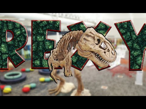T-Rex Skeleton named REXY at Frisco Public Library Drone Video - YouTube