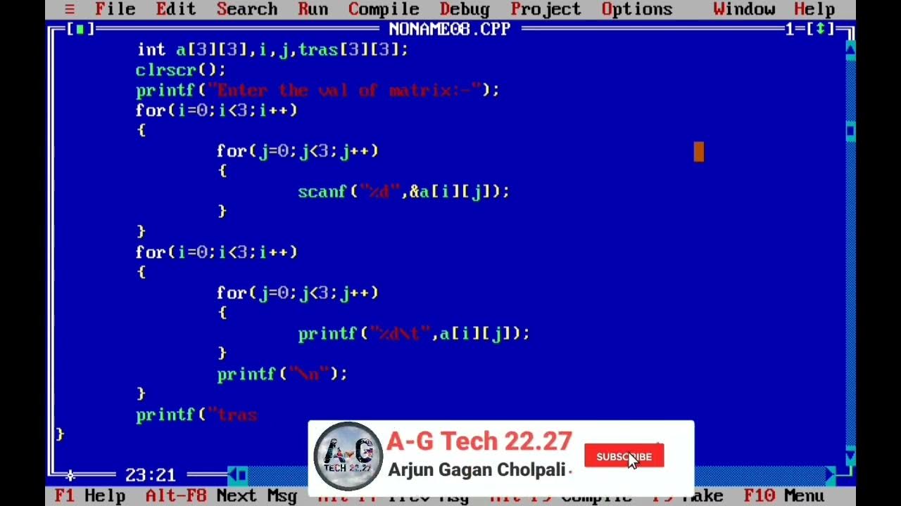 Enter 3X3 matrix print transpose matrix C-programming - YouTube