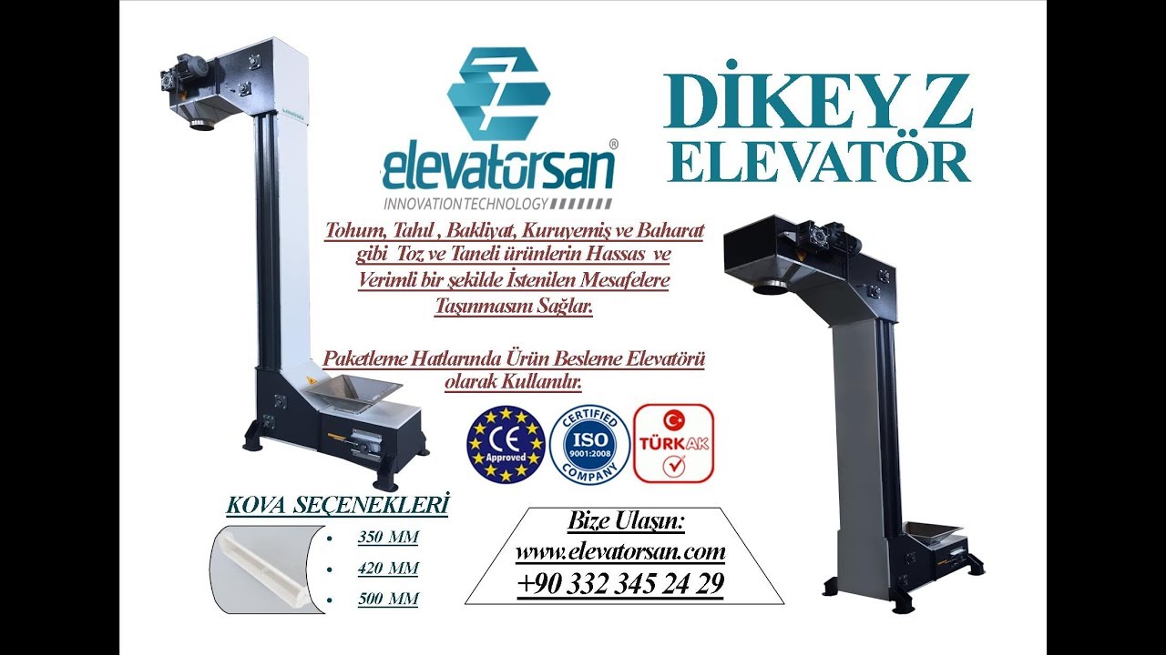 DİKEY Z TİPİ KOVALI ELEVATOR - VERTICAL Z TYPE BUCKET ELEVATOR - YouTube