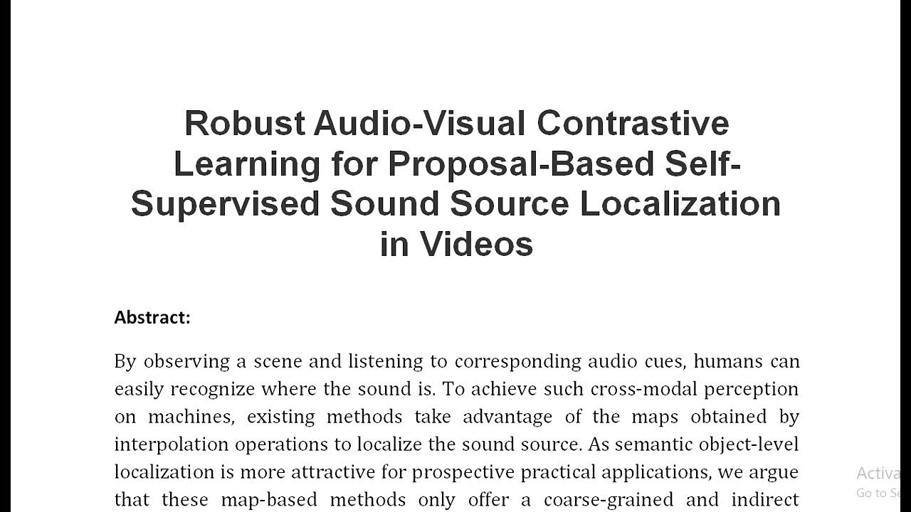 Robust Audio Visual Contrastive Learning for Proposal Based Self ...