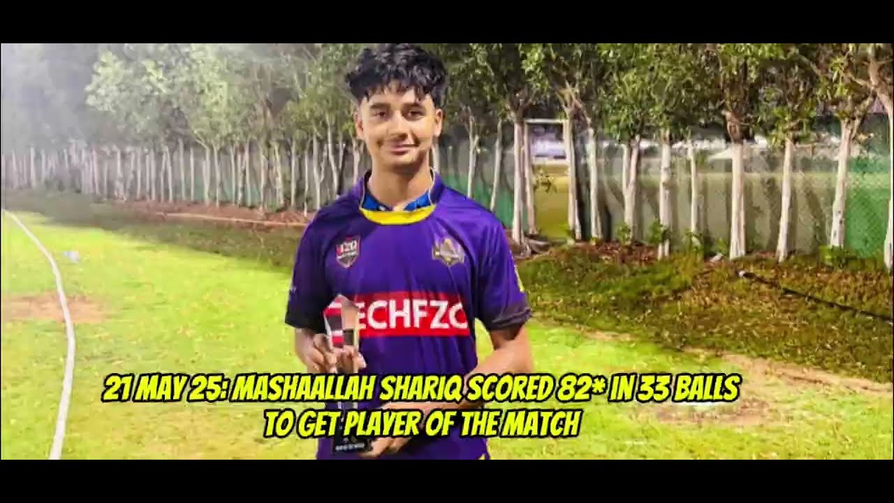 21May25: MashaAllah highlights of Shariq scoring 82* in 33 balls in T20 ...