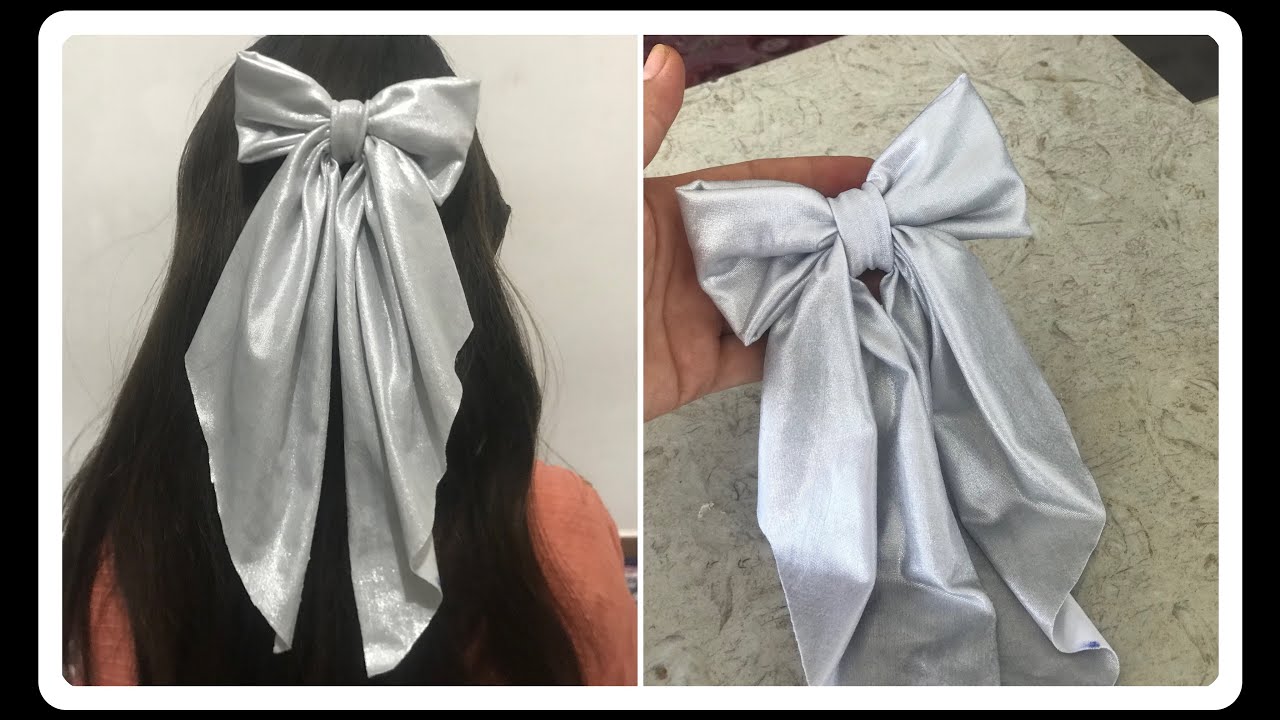 DIY Hair Bow Clip How to Make bow at home with cotton lycra fabric Long ...