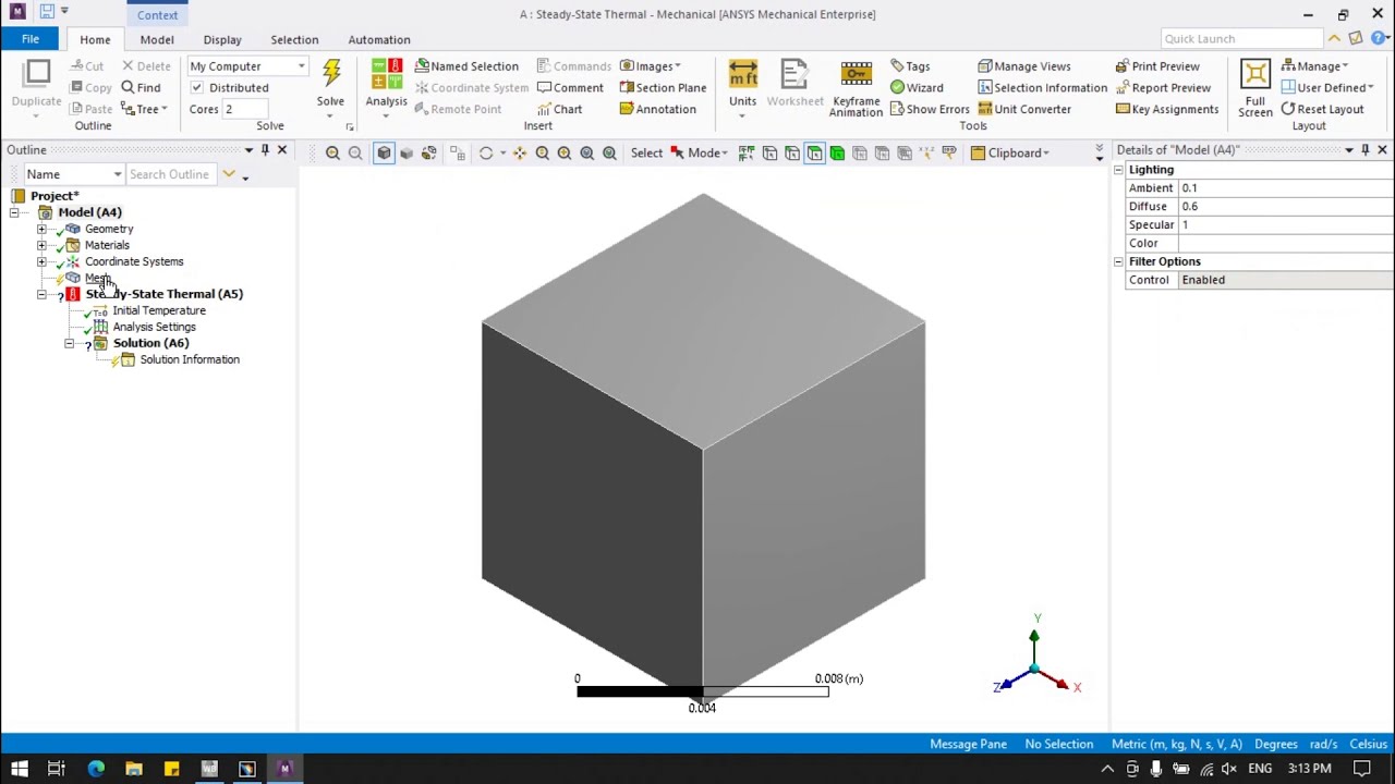 Temperature VS length in Ansys Workbench Steady State Thermal - YouTube