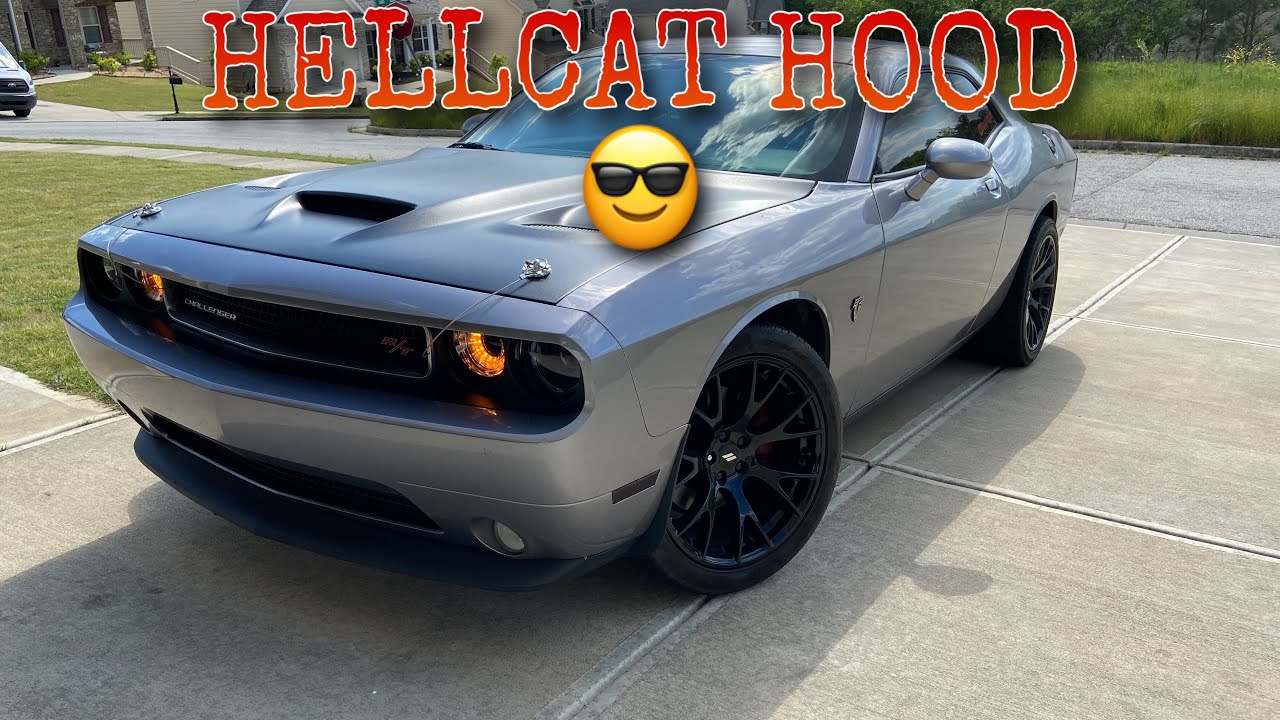 INSTALLATION OF AMERIHOOD HELLCAT HOOD ON MY 2013 RT CHALLENGER - YouTube