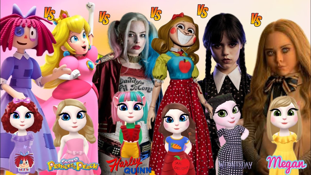 Ragatha Vs Princess Peach Vs Harley Quinn Vs Miss Delight Vs Wednesday ...