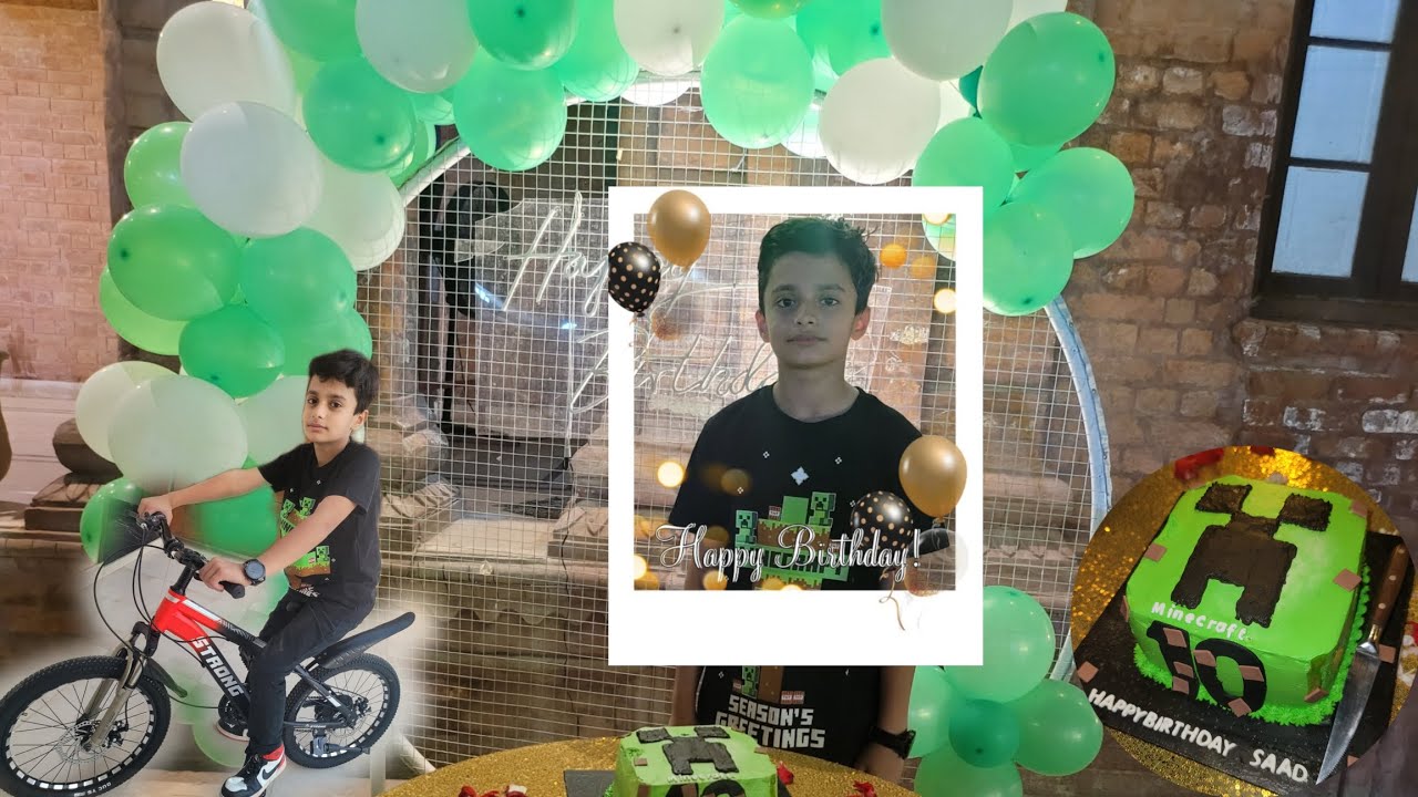 Saad's birthday vlog||Minecraft theme birthday party||Minecraft cake ...
