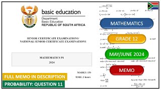 Probability Maths Paper 1 May June 2025 Grade 12 Question 10 11 Math ...