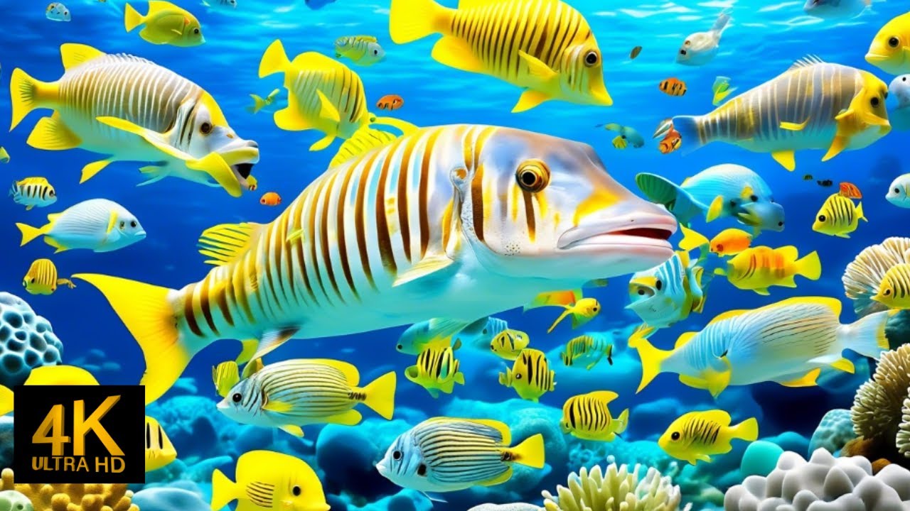Under Red Sea 4K - Beautiful Coral Reef Fish in Aquarium, Sea Animals ...